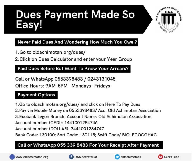 Dues payment made so easy! - Old Achimotan Association