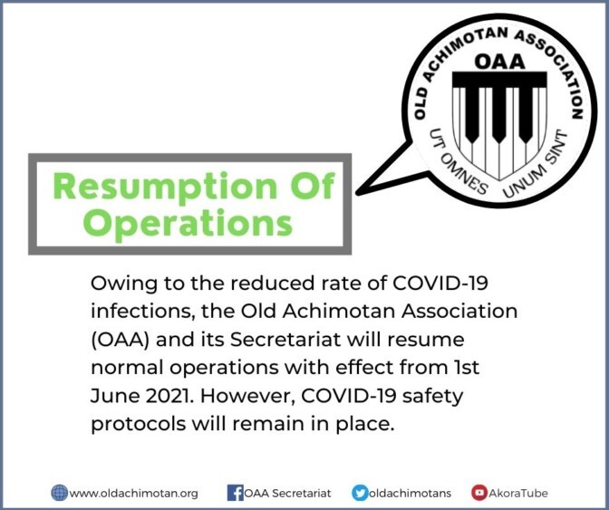 Resumption Of Operations - Old Achimotan Association