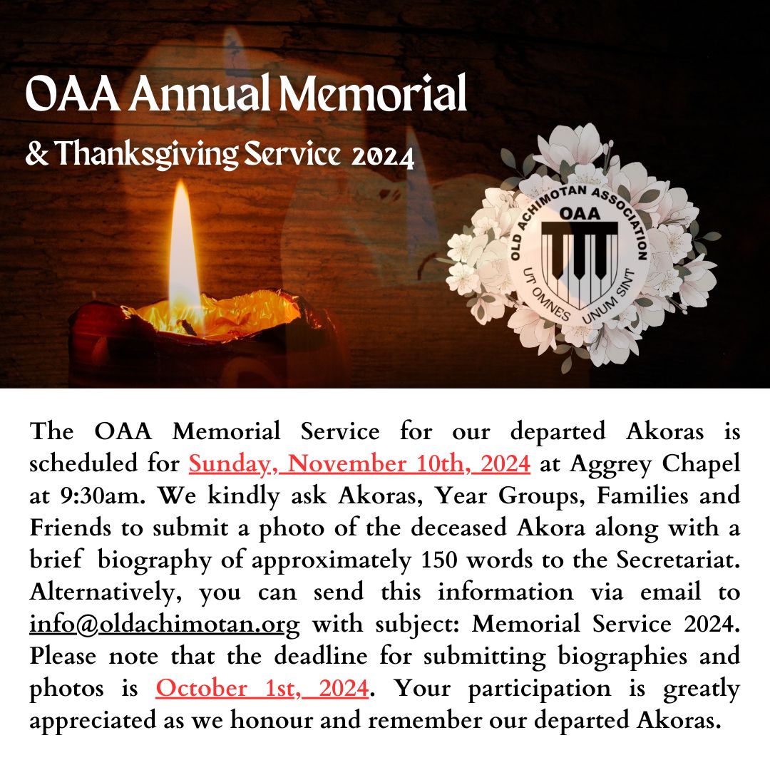 Memorial and Thanksgiving Service 2024 - Old Achimotan Association