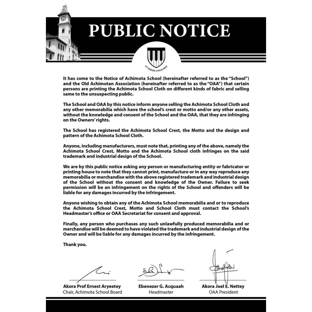 PUBLIC NOTICE - Old Achimotan Association